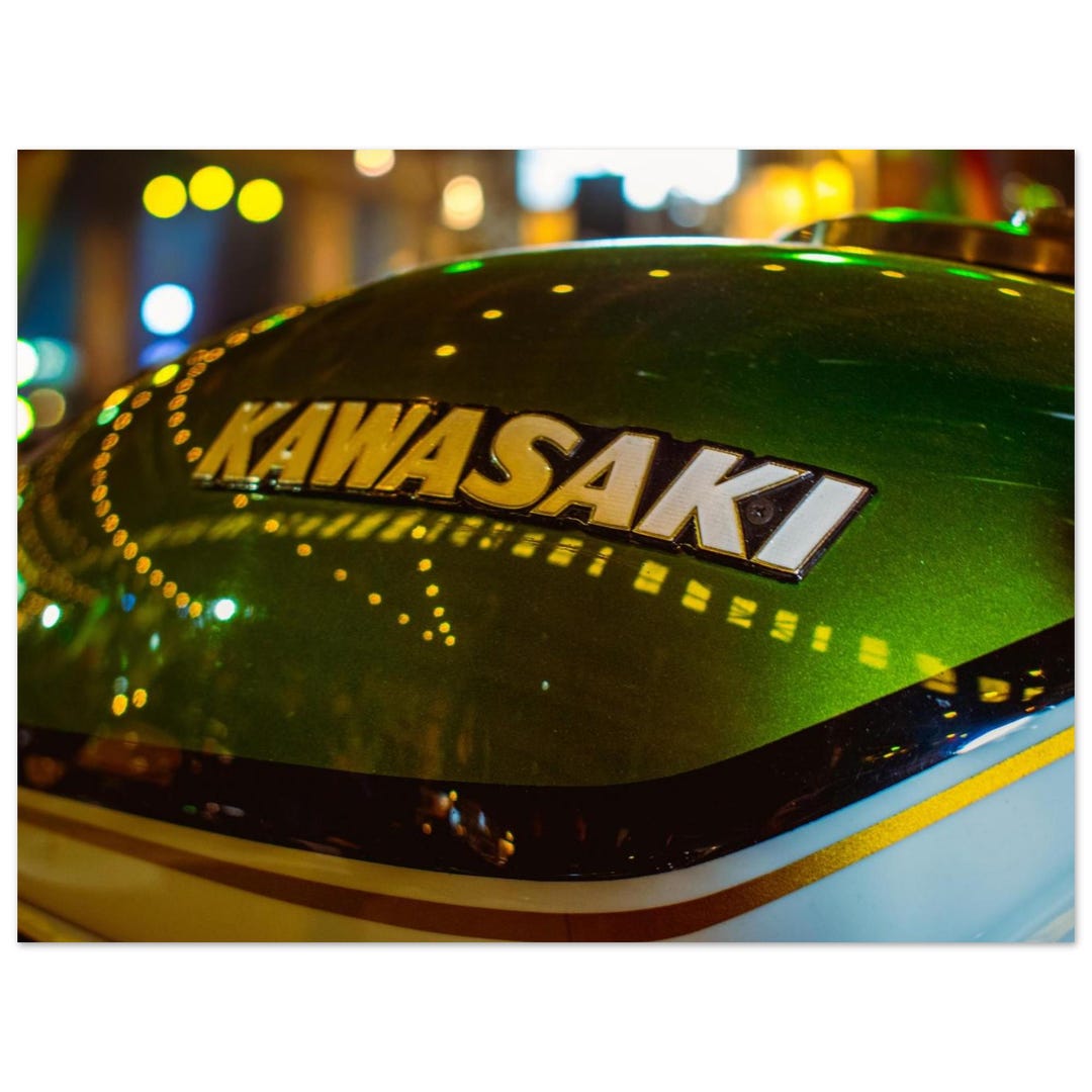 Vintage Kawasaki Motorcycle Art Print - Fine Art Giclée Poster From One ...