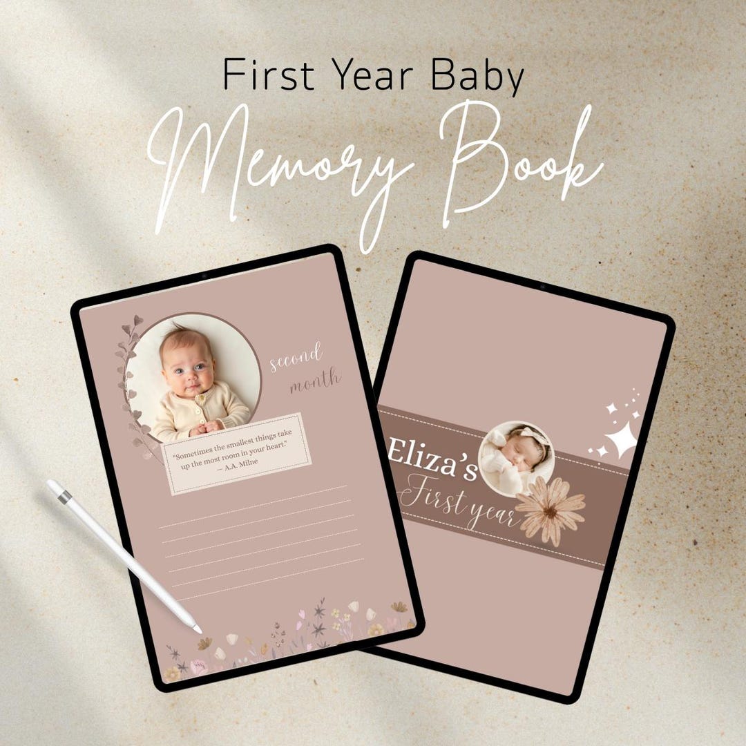 Modern Baby Memory Book Template: First Year Keepsake (canva Editable ...