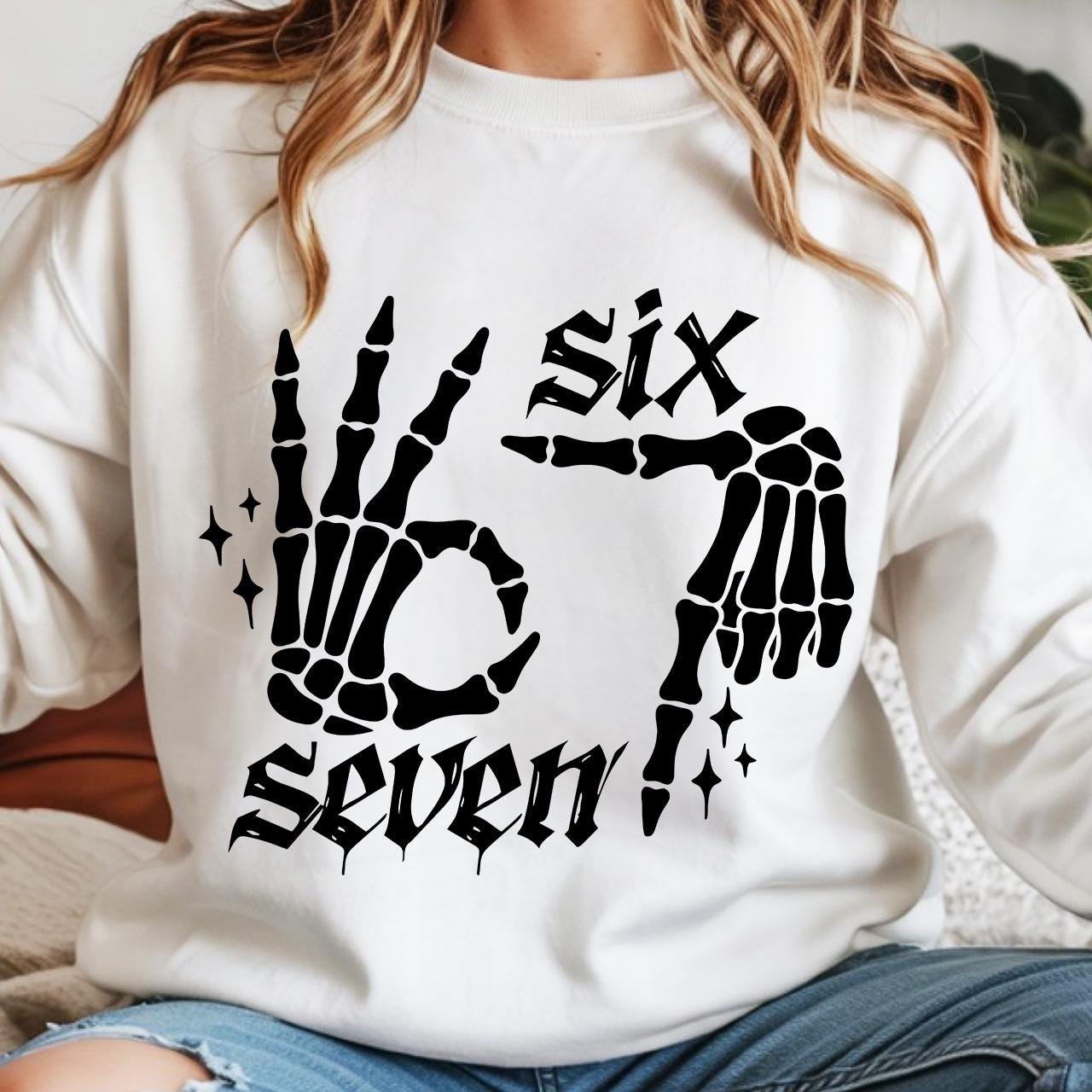 Six Seven Meme Skeleton Hands SVG: Funny Halloween Clipart (digital ...