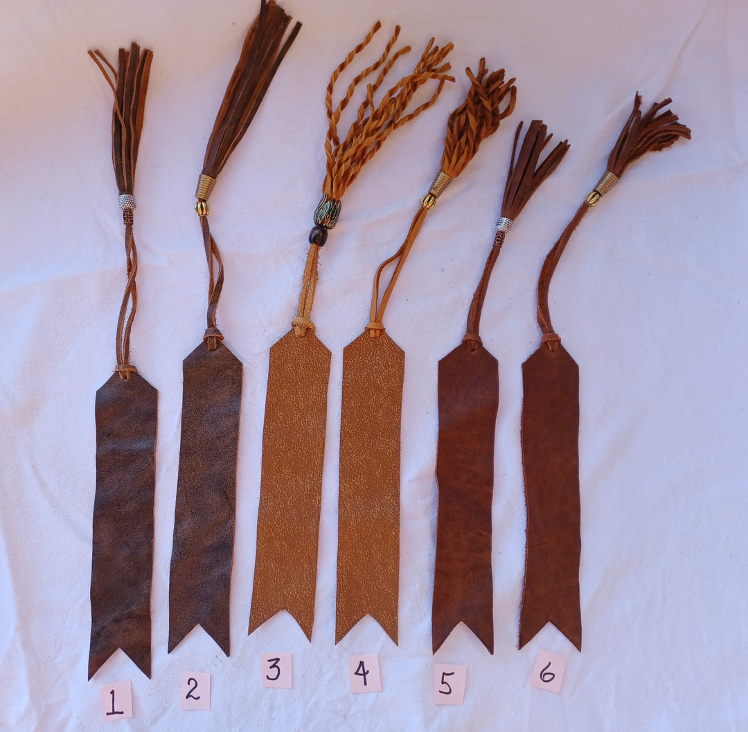 Leather Bookmark Tassel Trim Rustic Leather Handmade Unique - Etsy