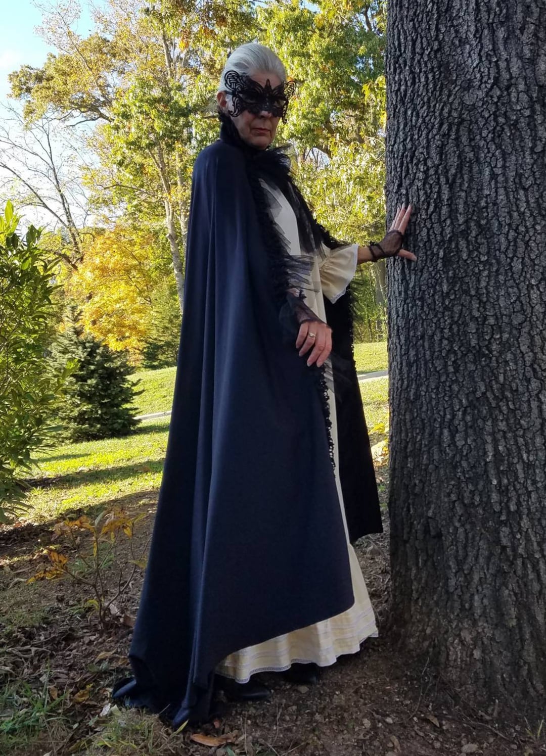 Long Black Cape Victorian Gothic Vampire Interview Tulle Ruffles High ...