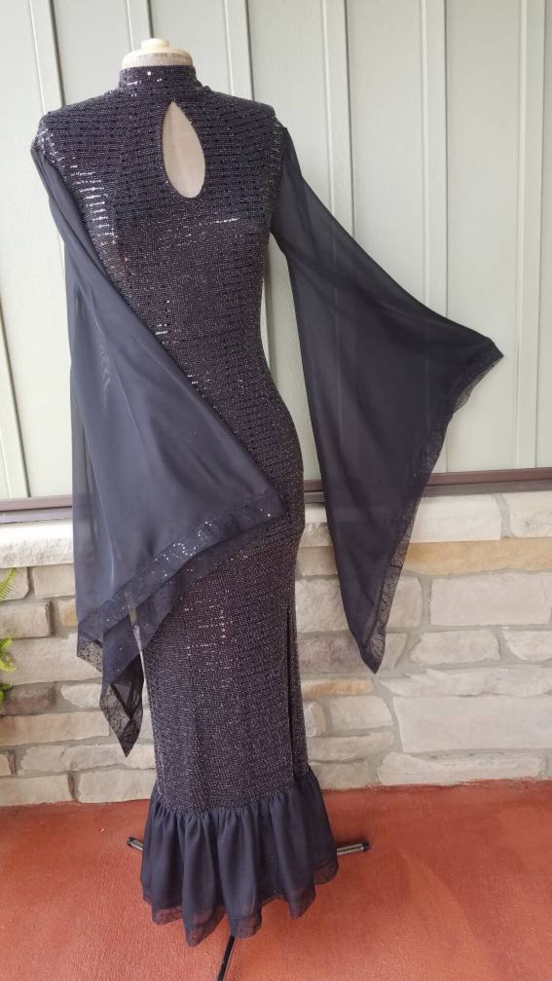 Sexy Sparkly Black Vampire Gown Black Bodycon Vampire Dress Long Gown ...