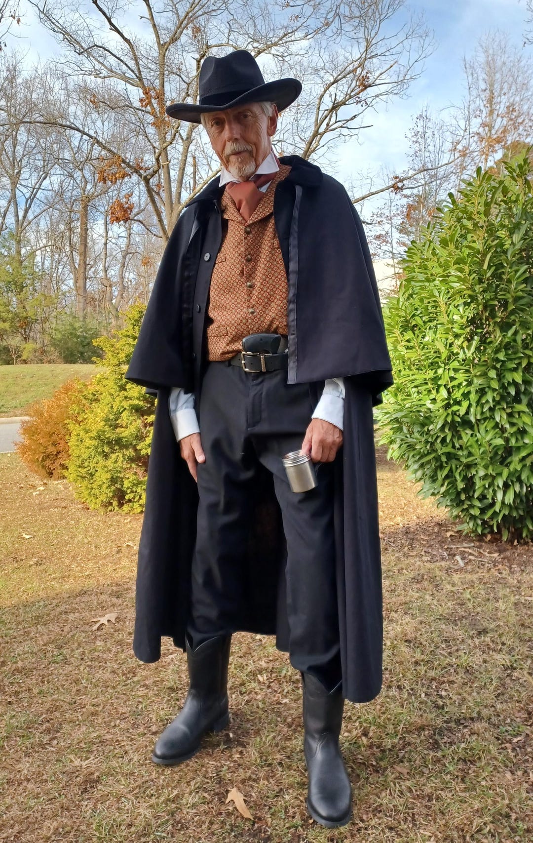 Doc Holliday Black Cape Tombstone Wild West Gunfighter Cosplay Costume ...