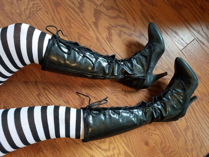 Black Spats Victorian Witch or Gothic Vampire Shiny Pleather - Etsy