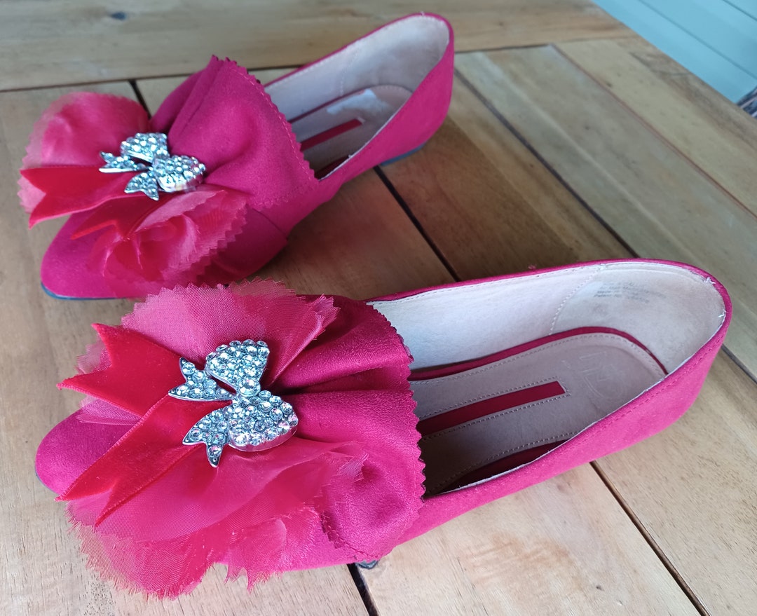 Red Shoes Fancy Costume Flats Elizabethan Historical Shoes 17thc 18thc ...