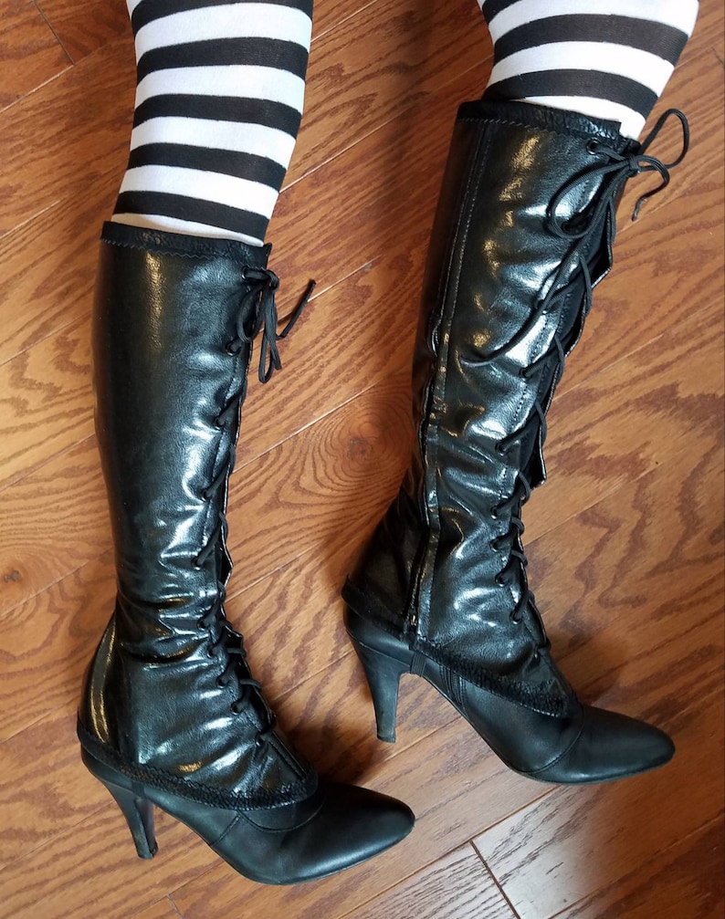 Black Spats Victorian Witch or Gothic Vampire Shiny Pleather - Etsy