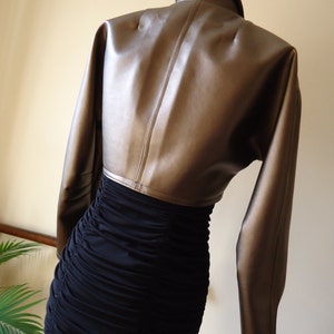 Cropped Bolero Jacket Metallic PVC Leatherette Faux Leather Futuristic ...