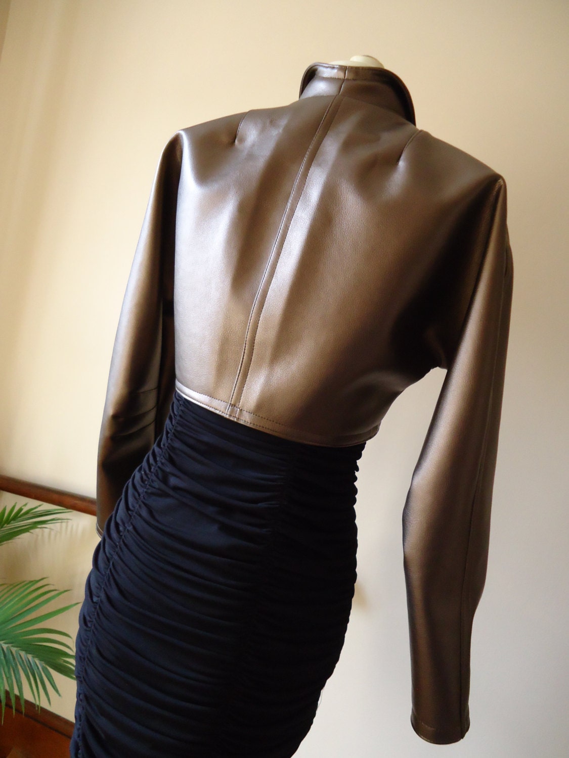 Cropped bolero jacket metallic PVC leatherette faux leather | Etsy