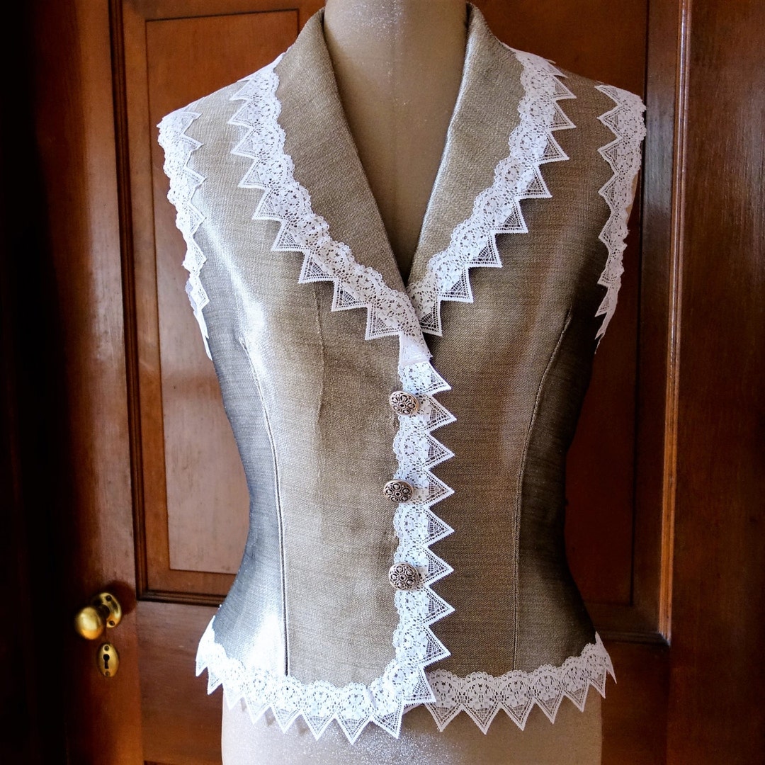 Silver Fitted Bodice or Bridal Vest Weskit Shawl Collar Lapels - Etsy