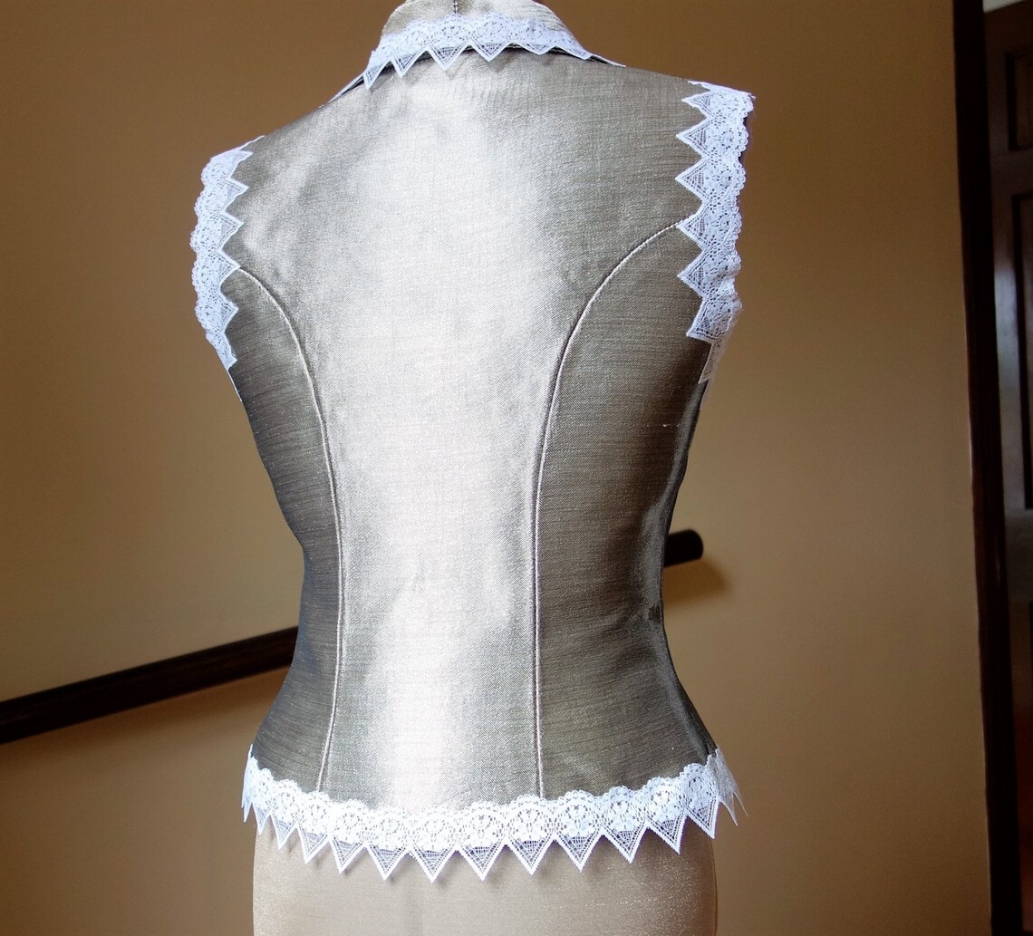 Silver Fitted Bodice or Bridal Vest Weskit Shawl Collar Lapels - Etsy