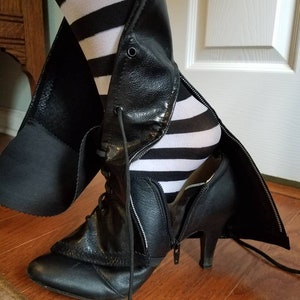 Black Spats Victorian Witch or Gothic Vampire Shiny Pleather High Top ...