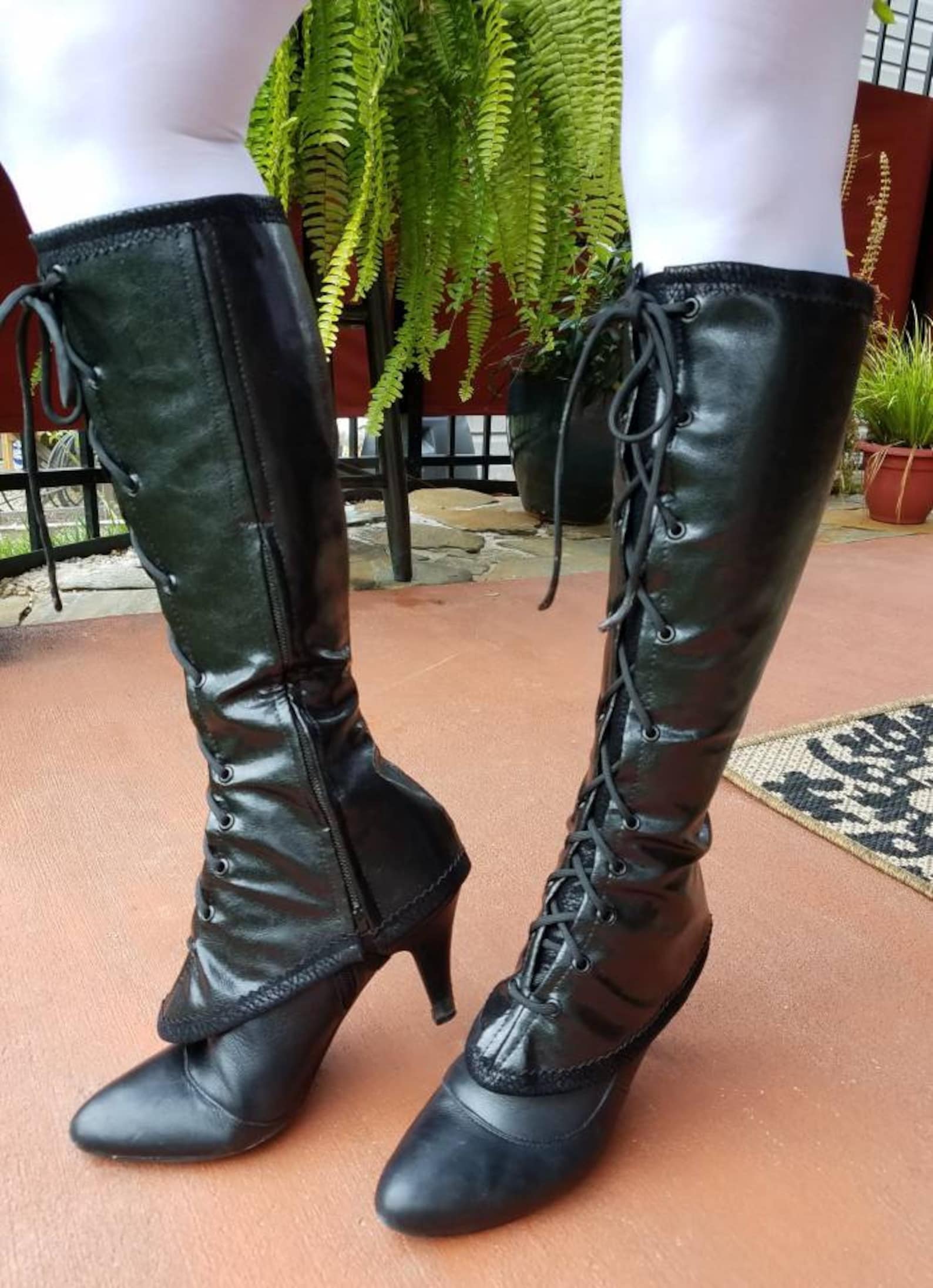 Black Spats Victorian Witch or Gothic Vampire Shiny Pleather - Etsy