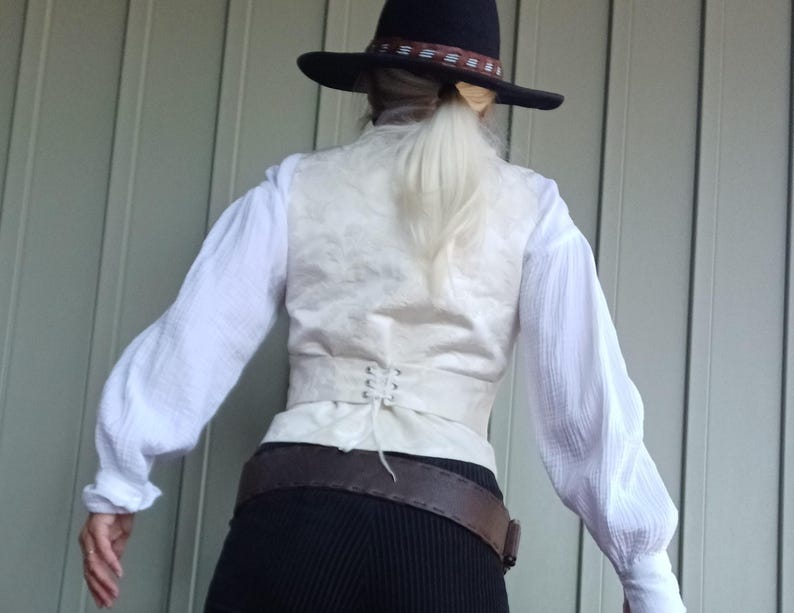Ivory Vest Victorian Wild West Style Lady Gunfighter Fitted Weskit ...