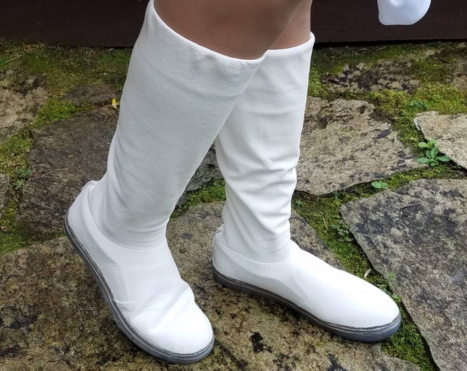 Princess Leia Senatorial Boots White Leather Cosplay Costume Boots A ...