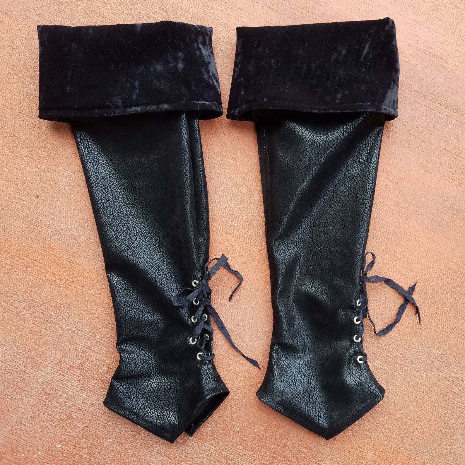 Sexy thigh high black boot spats over knee boot tops pirate | Etsy