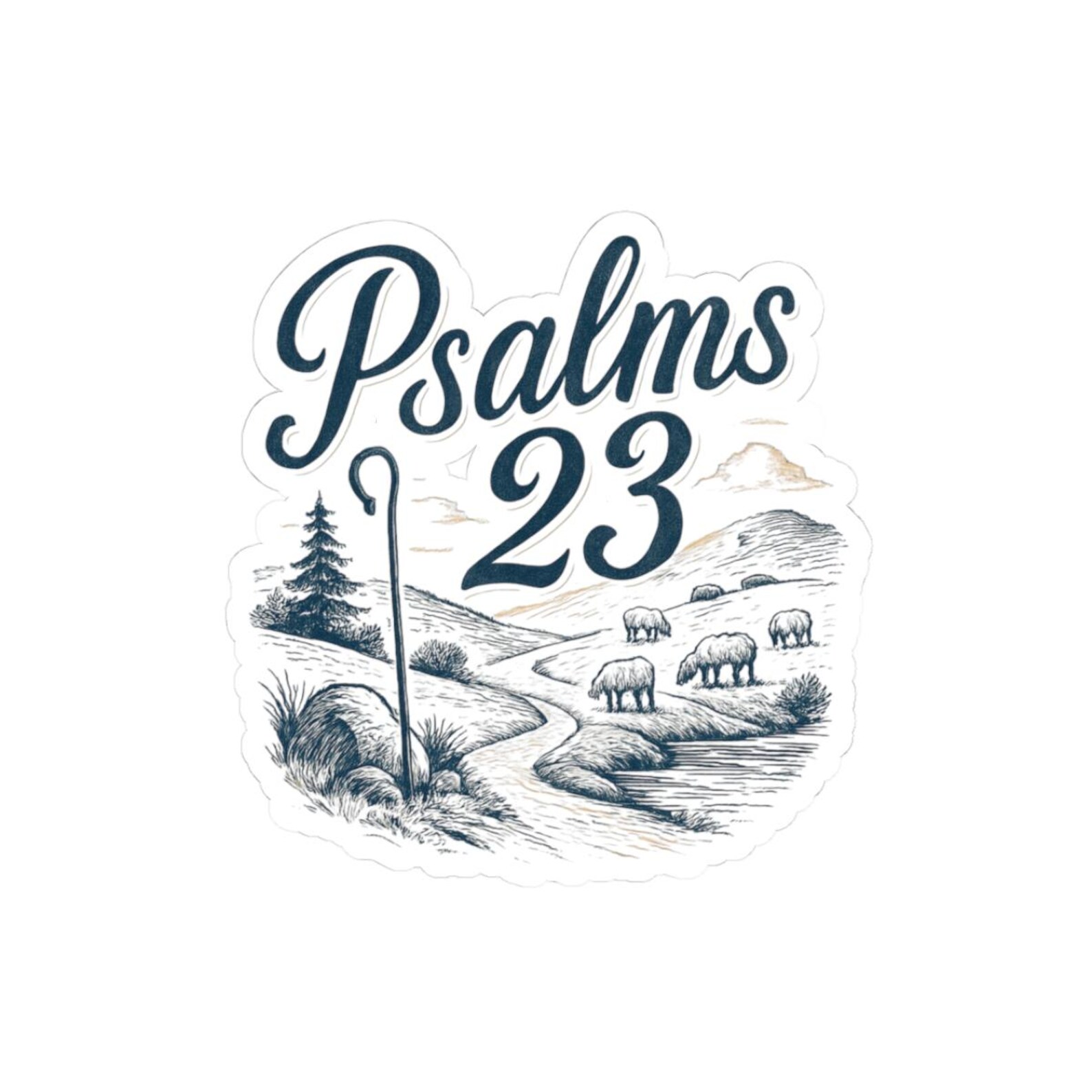 Psalms 23 Shepherd Scene Sticker | Kiss-cut Waterproof Sticker - Etsy
