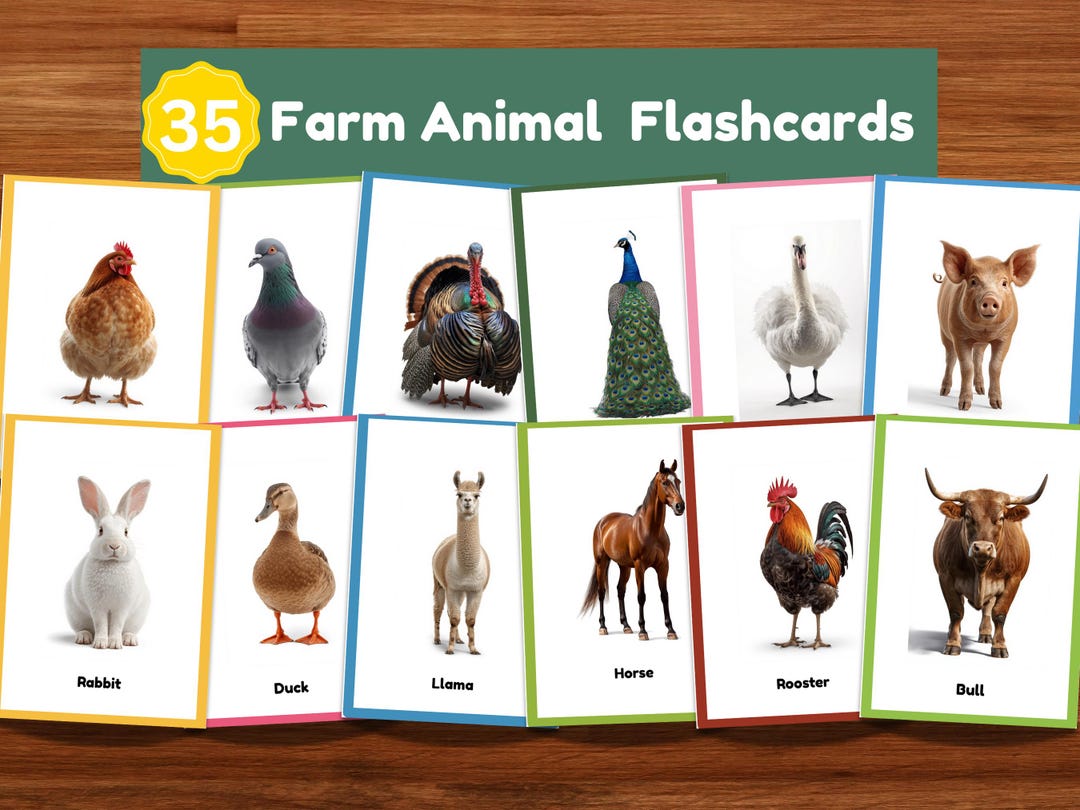 Farm Animal Flashcards With Baby Animals, Montessori Printable (PDF) - Etsy