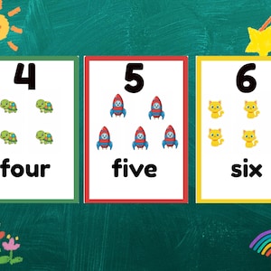 Number Flashcards 1–20 Printable, Montessori Numbers Cards for Kids ...