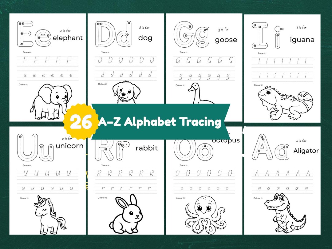 Alphabet Tracing Worksheets A–Z, Trace and Color Alphabet Printable ...