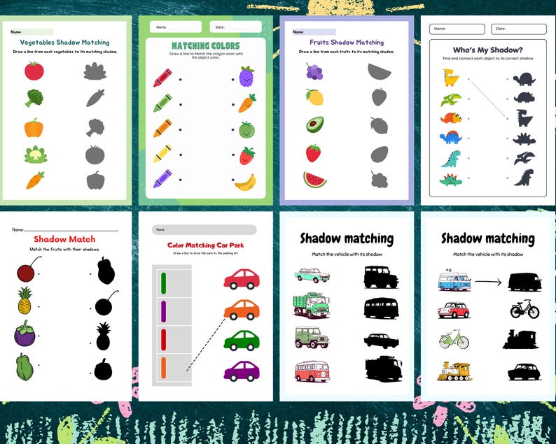 Matching Worksheets for Preschool, 50 Page Printable Matching ...