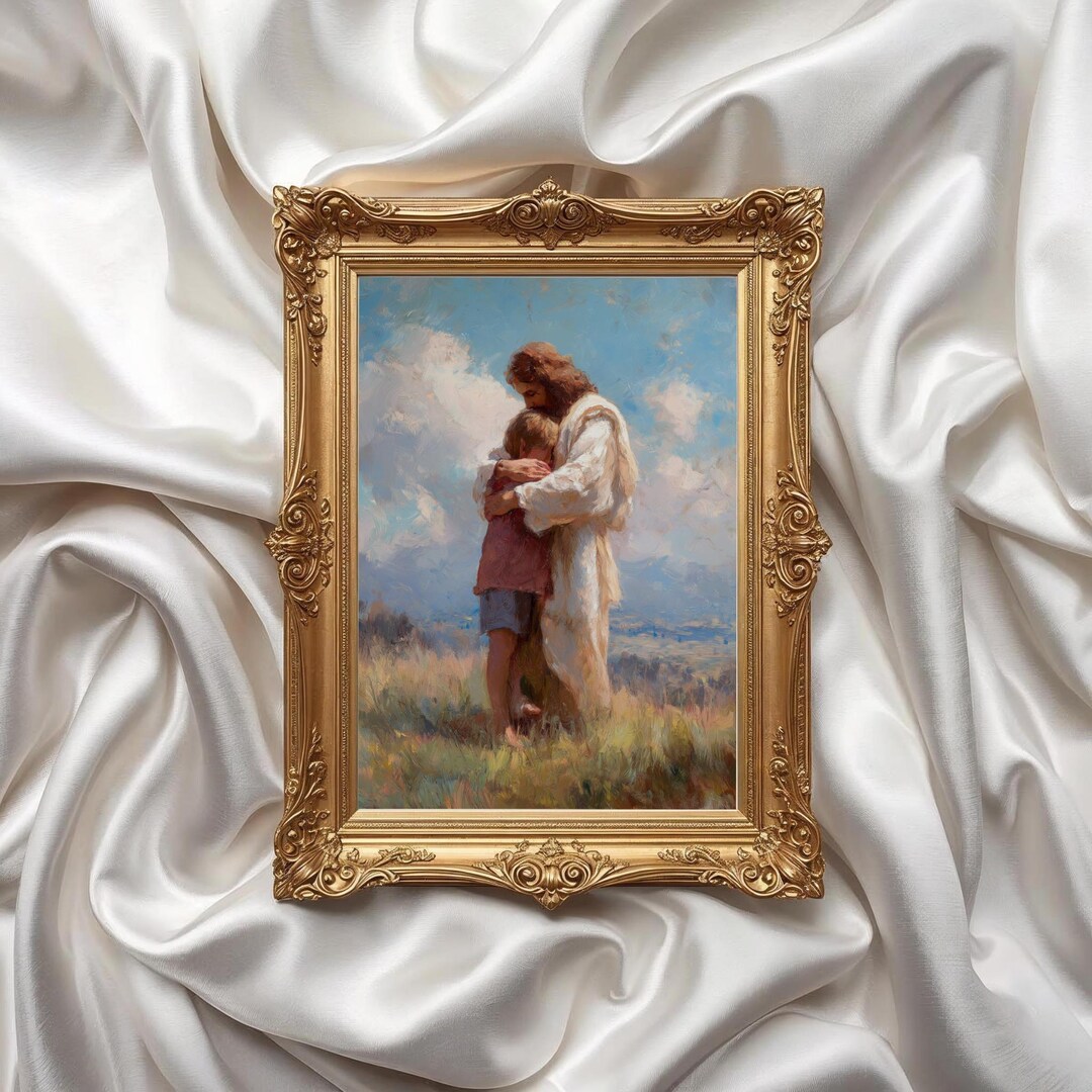 Jesus Embracing Child Printable, Christian Wall Decor, Comforting Faith ...