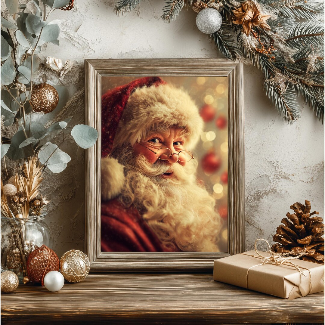 Vintage Santa Portrait Print – Classic Christmas Wall Art (digital ...