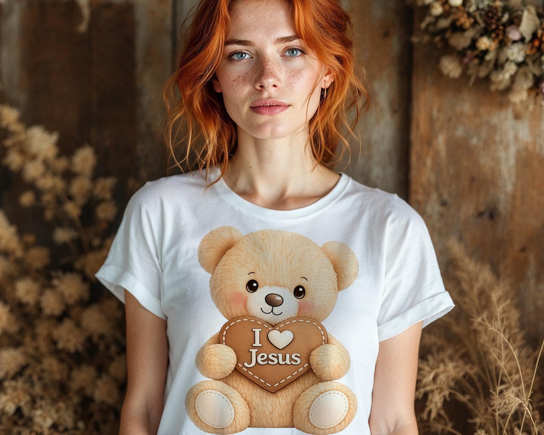 Christian Teddy Bear Clipart, I Love Jesus Heart, Religious Nursery Art ...
