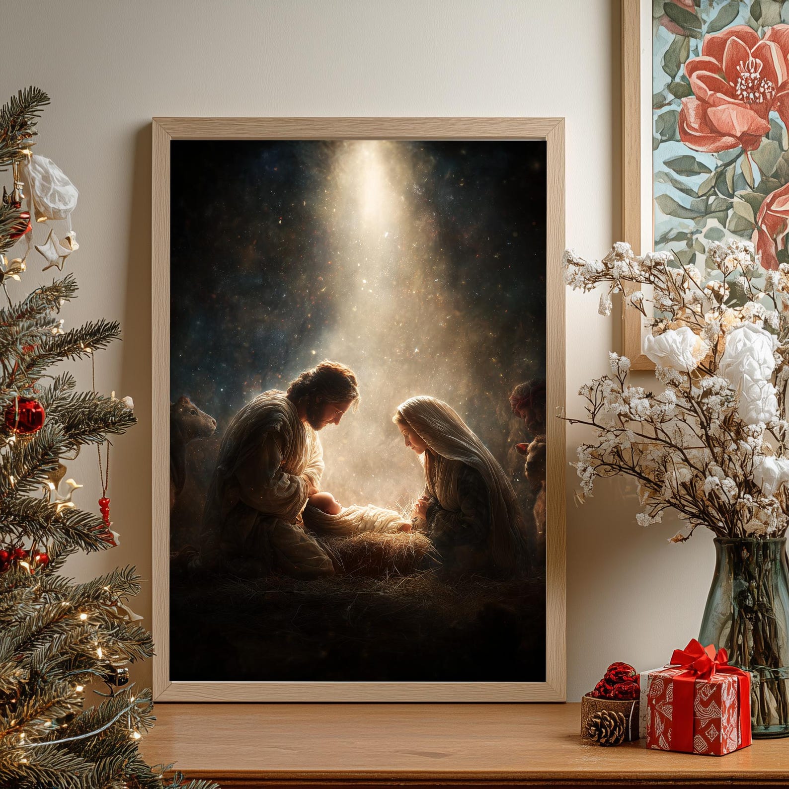 Silent Night Nativity Scene Print, Holy Family Christmas Decor (digital ...