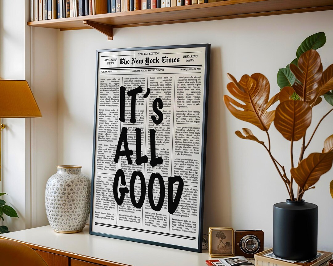 Inspirational Newspaper Typography Print, Modern Wall Art (digital ...