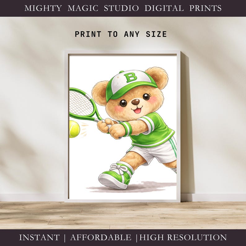 Watercolor Tennis Bear Clipart, Teddy Bear Sports Art (digital Download ...