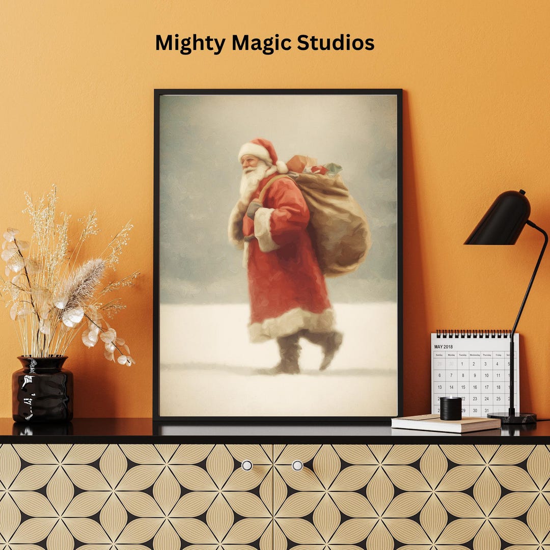Vintage Santa Art Print - Cozy Christmas Scene (digital Download) RV2 ...