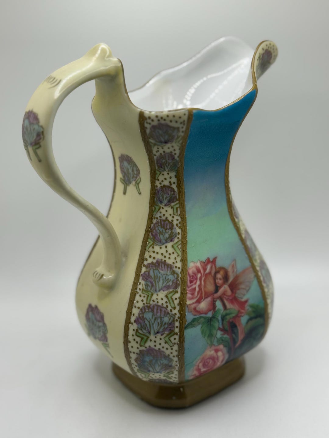 Vintage Carlton Ware Pitcher | Burleigh Fantasia Ware, Floral Fairy Jug ...