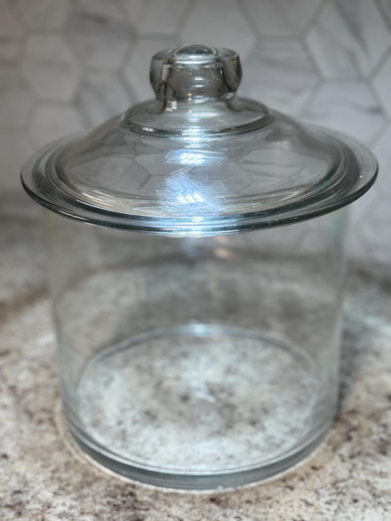Vintage Clear Glass Apothecary Jar With Lid 11” Tall Large Kitchen ...