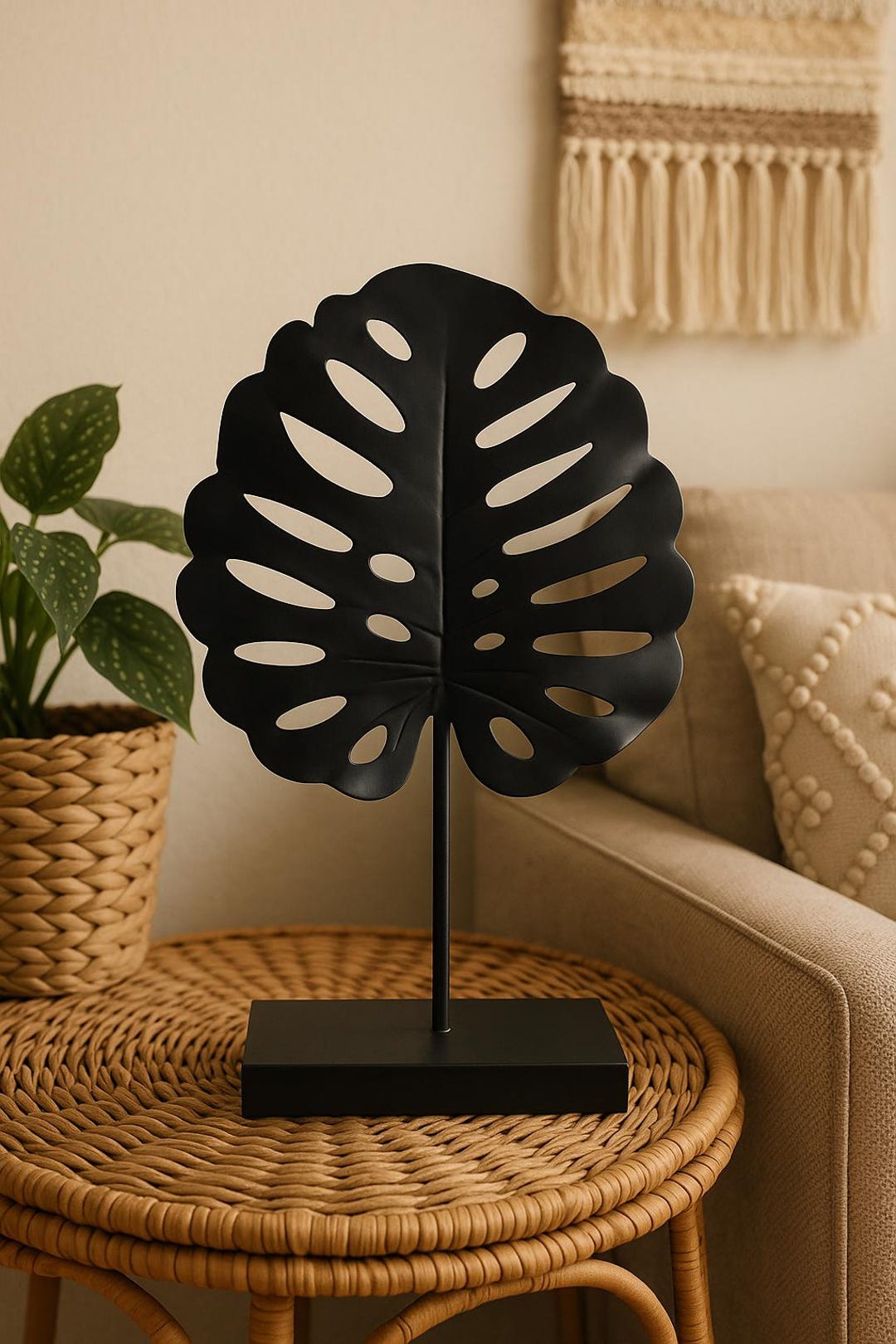 Modern Black Monstera Leaf Sculpture – Metal Home Decor - Etsy