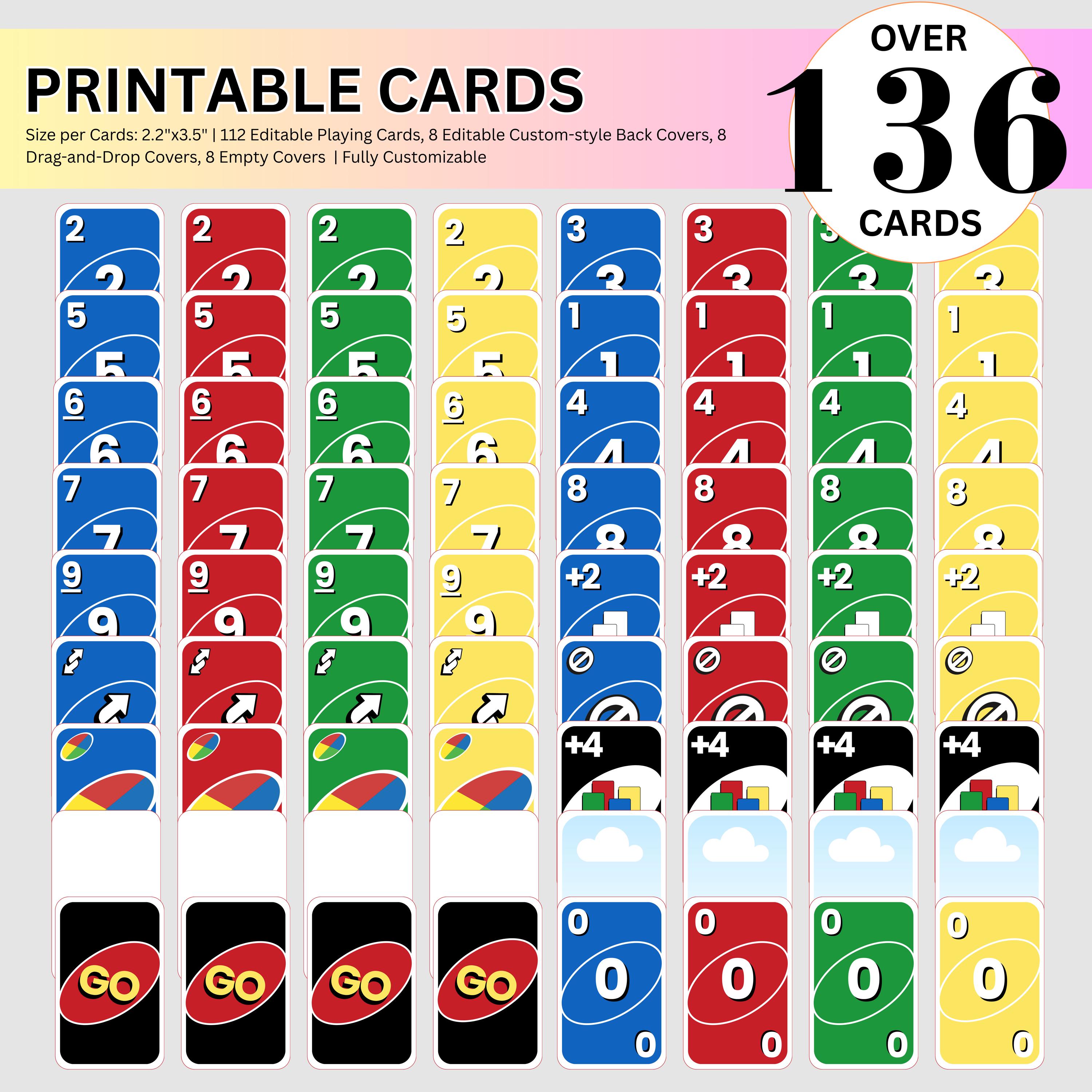 Uno Card Template, Custom Card Deck (digital Download) - Etsy