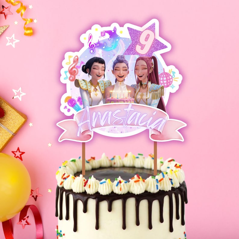 Editable Kpop Demon Hunters Cake Topper, Huntrix Kpop Birthday Toppers ...