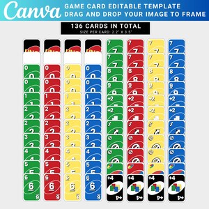 Uno Card Template, Custom Card Deck (digital Download) - Etsy