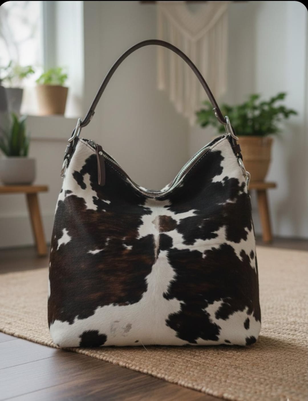 Real Cowhide Shoulder Bag | Handmade Leather Crossbody | Western Rustic ...