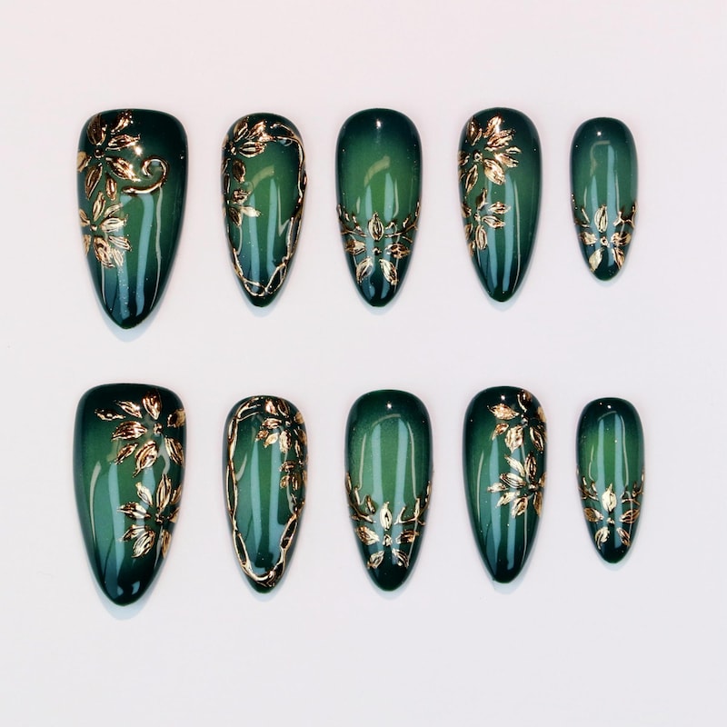 Goth Hand Painted Nails - Etsy