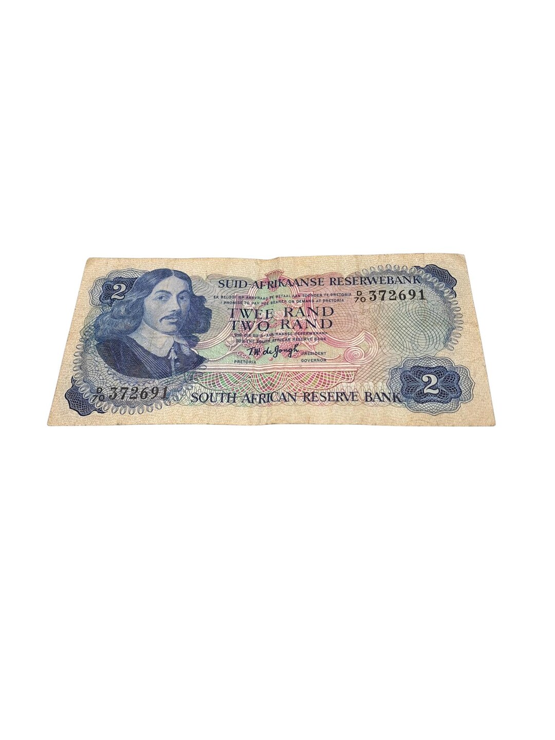 Old 2 Rand Banknote Antique South African Banknote Collectible Vintage ...