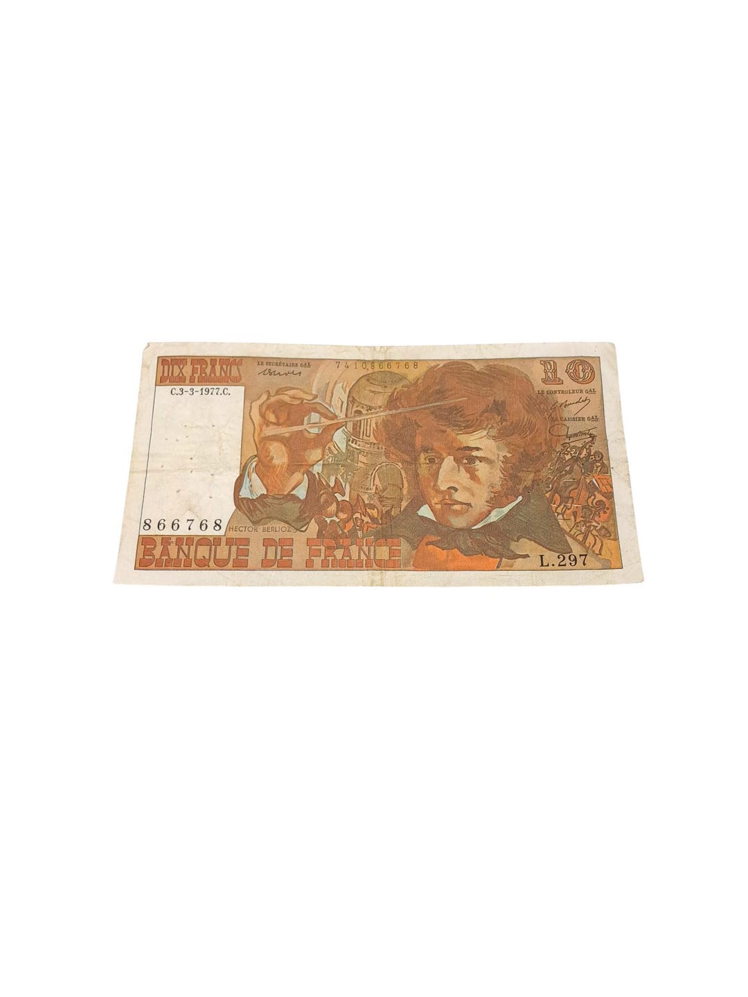 Old Banknote 10 Francs 1977 Hector Berlioz Antique French Banknote ...