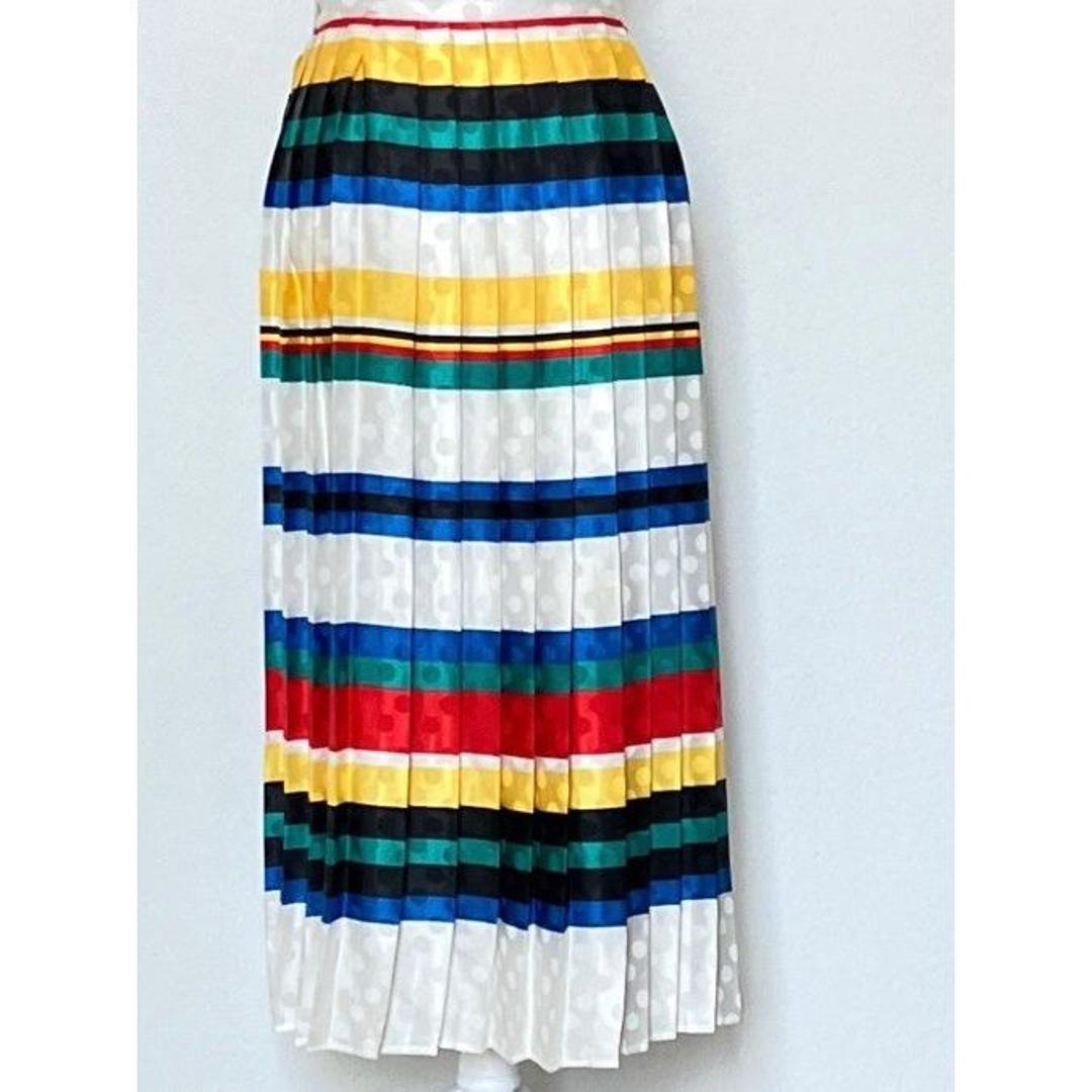 Vintage Rainbow Pleated Peter and Ashley Flowy Grandma Core Midi Skirt ...
