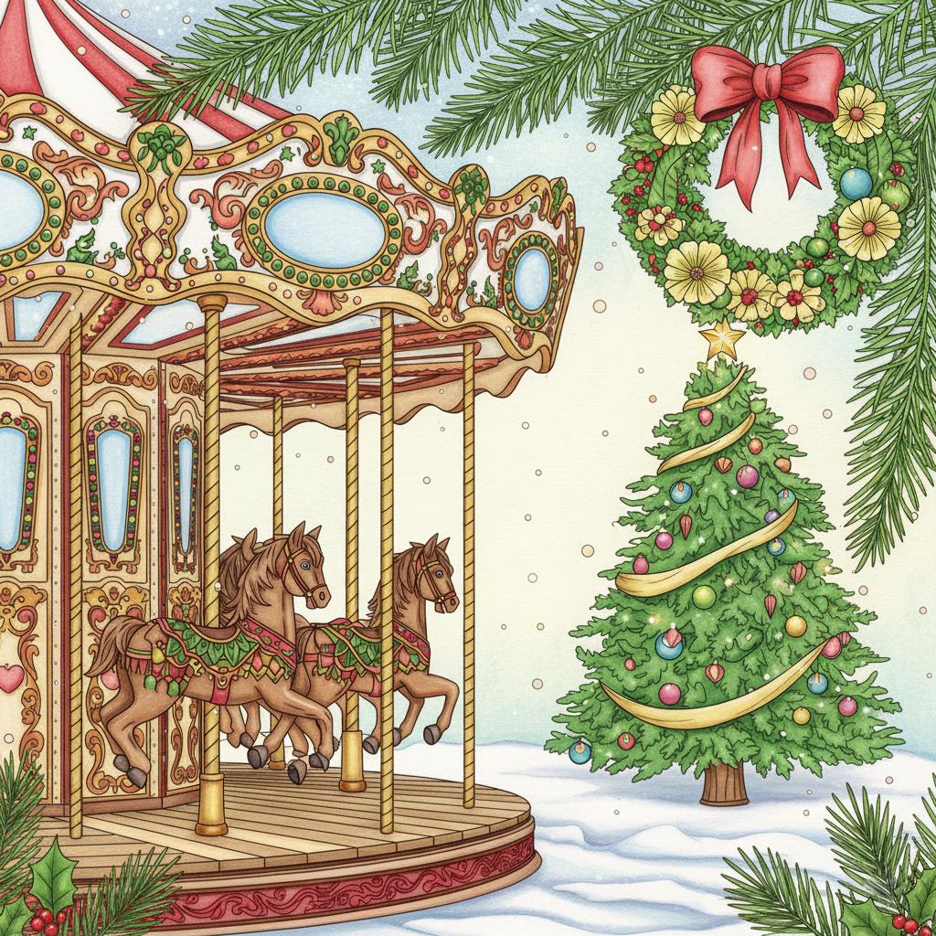 Magical Winter Carousel Coloring Book + Surprise Bonus Pages - Etsy