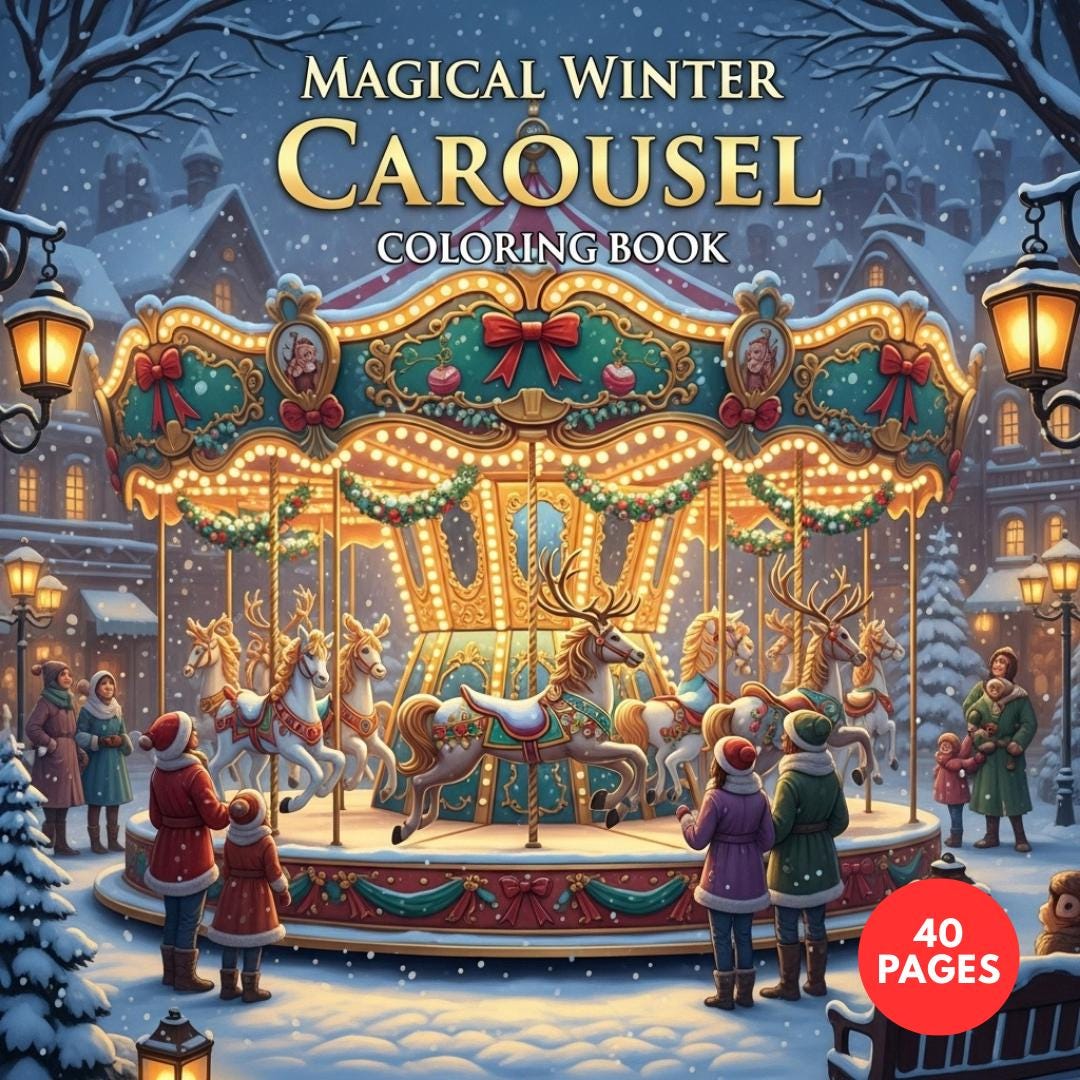 Magical Winter Carousel Coloring Book + Surprise Bonus Pages - Etsy