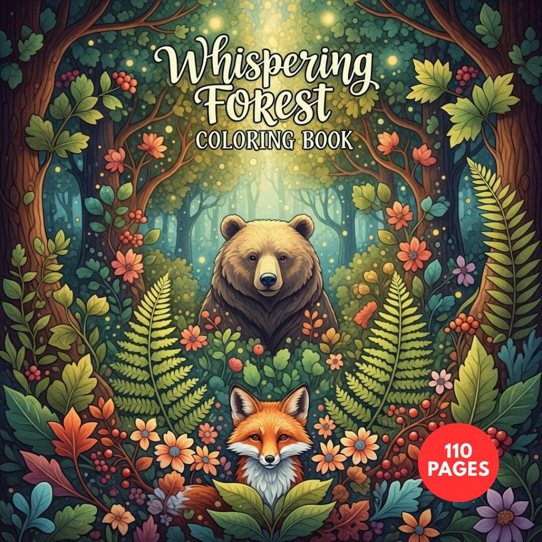 Whispering Forest Coloring Book | Adult Coloring + Surprise Bonus Pages ...