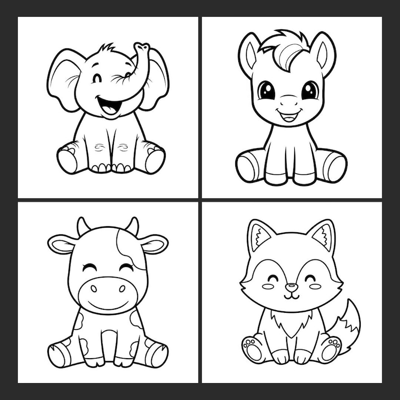 Kawaii Animals Coloring Pages: Chibi Style, Japanese Art (digital ...