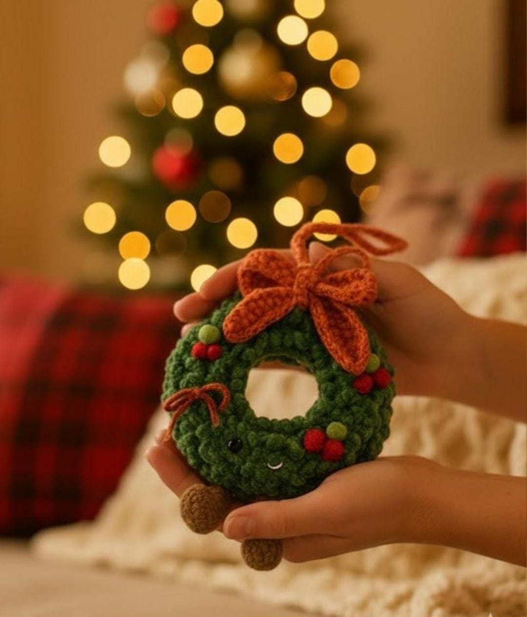 Crochet Christmas Wreath Ornament Pattern | Amigurumi With Bow & Legs ...