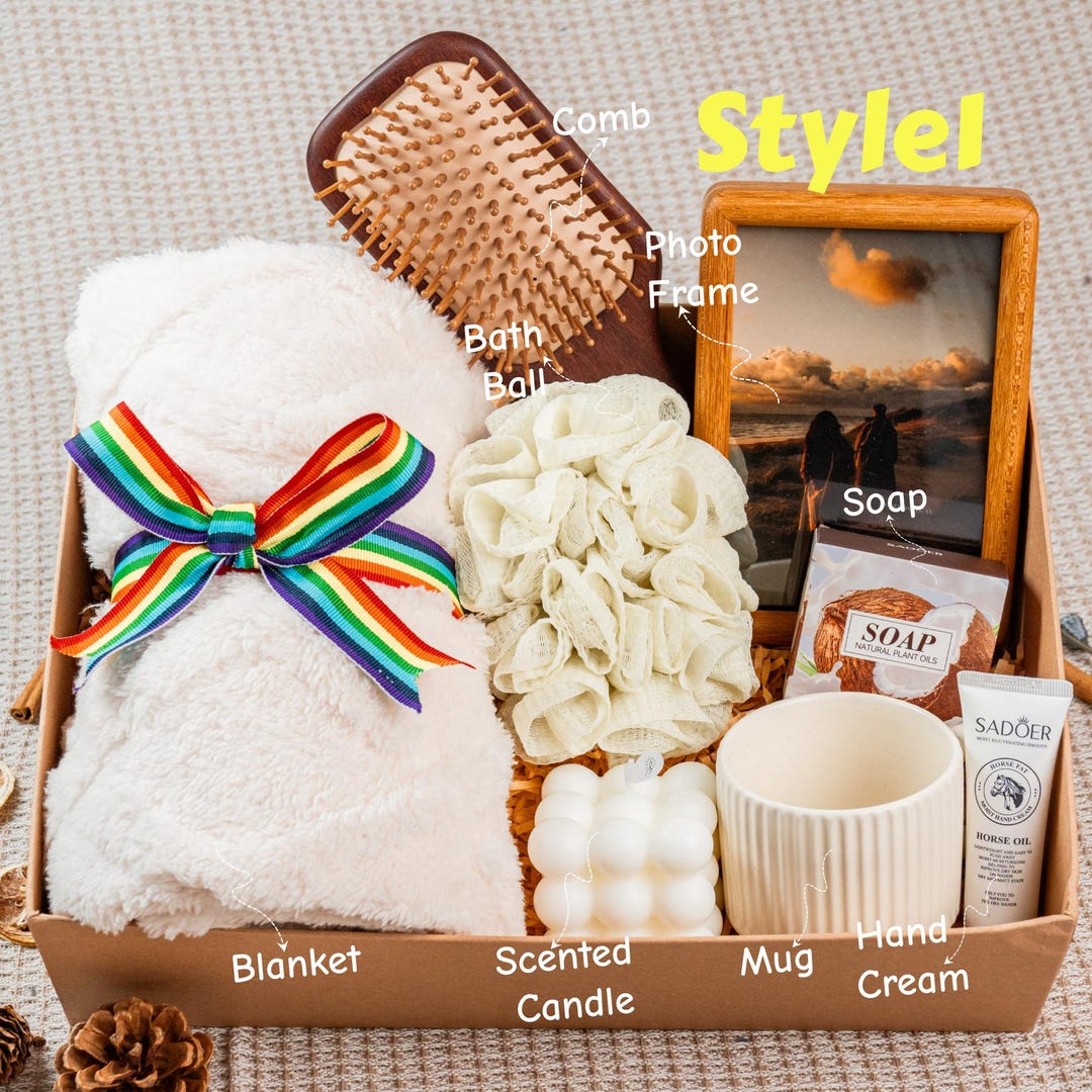 LGBTQ Pride Gift Box Personalized Self Care Set With Rainbow Blanket ...