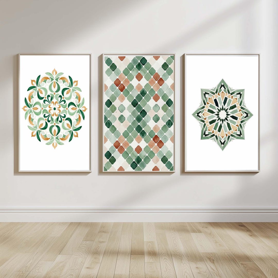 Moroccan Tile Wall Art Print – Zellige Geometric – Boho Digital ...