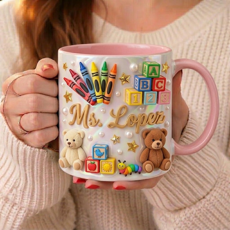 Personalized Teacher Mug With Name, Custom Teacher Coffee Mug, Cute ...